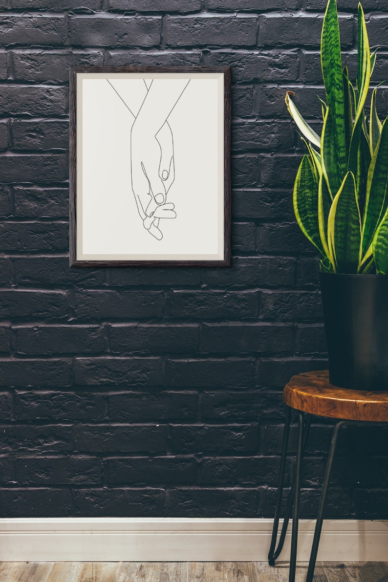 Couple Holding Hands One Line Drawing Wall Art Poster Print - Etsy