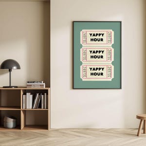 Sage Green Yappy Hour Ticket Poster, Bar Cart Art, Cocktail Print ...