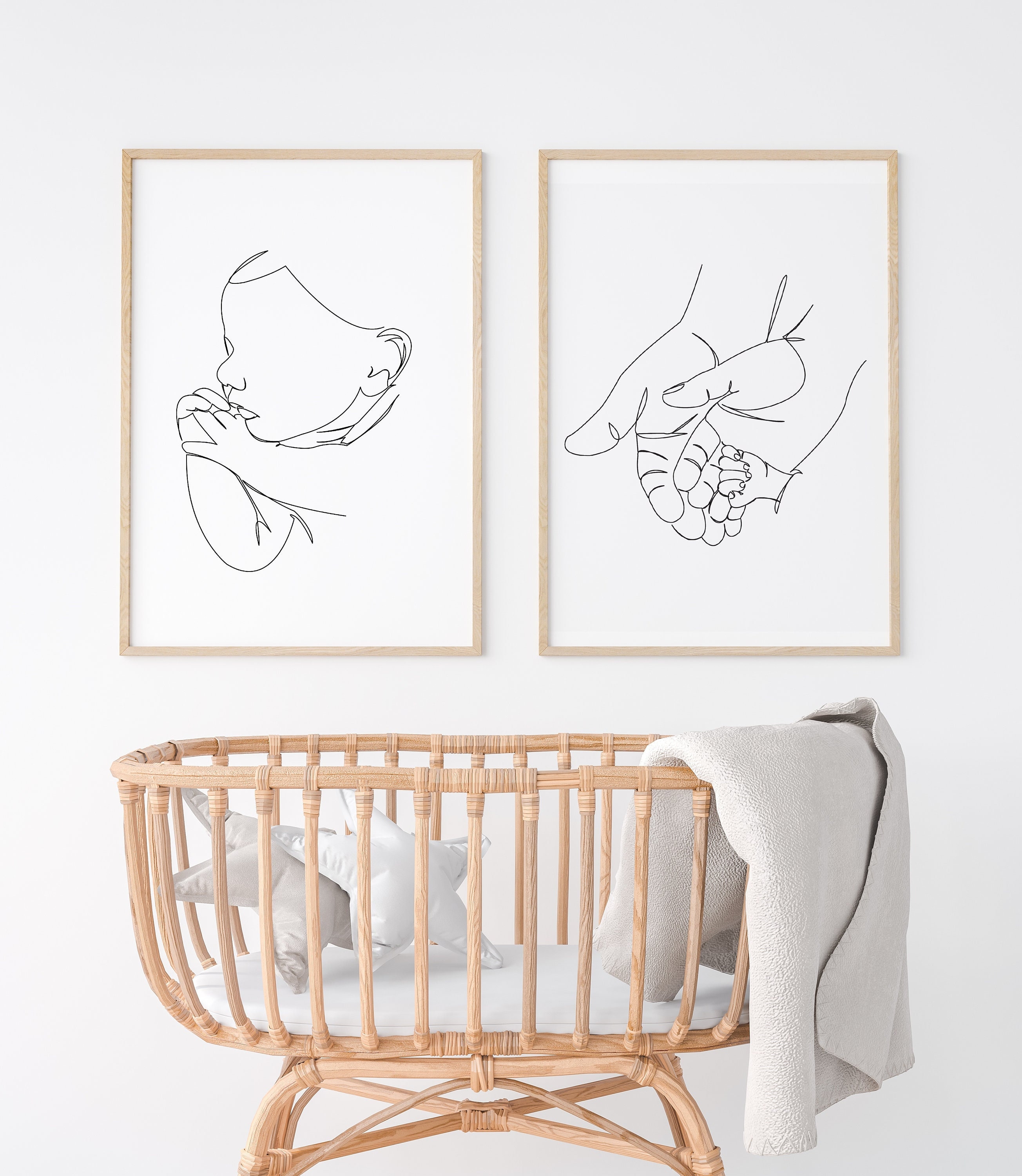 Set of 2 Nursery One Line Drawing Wall Art Decor - Etsy