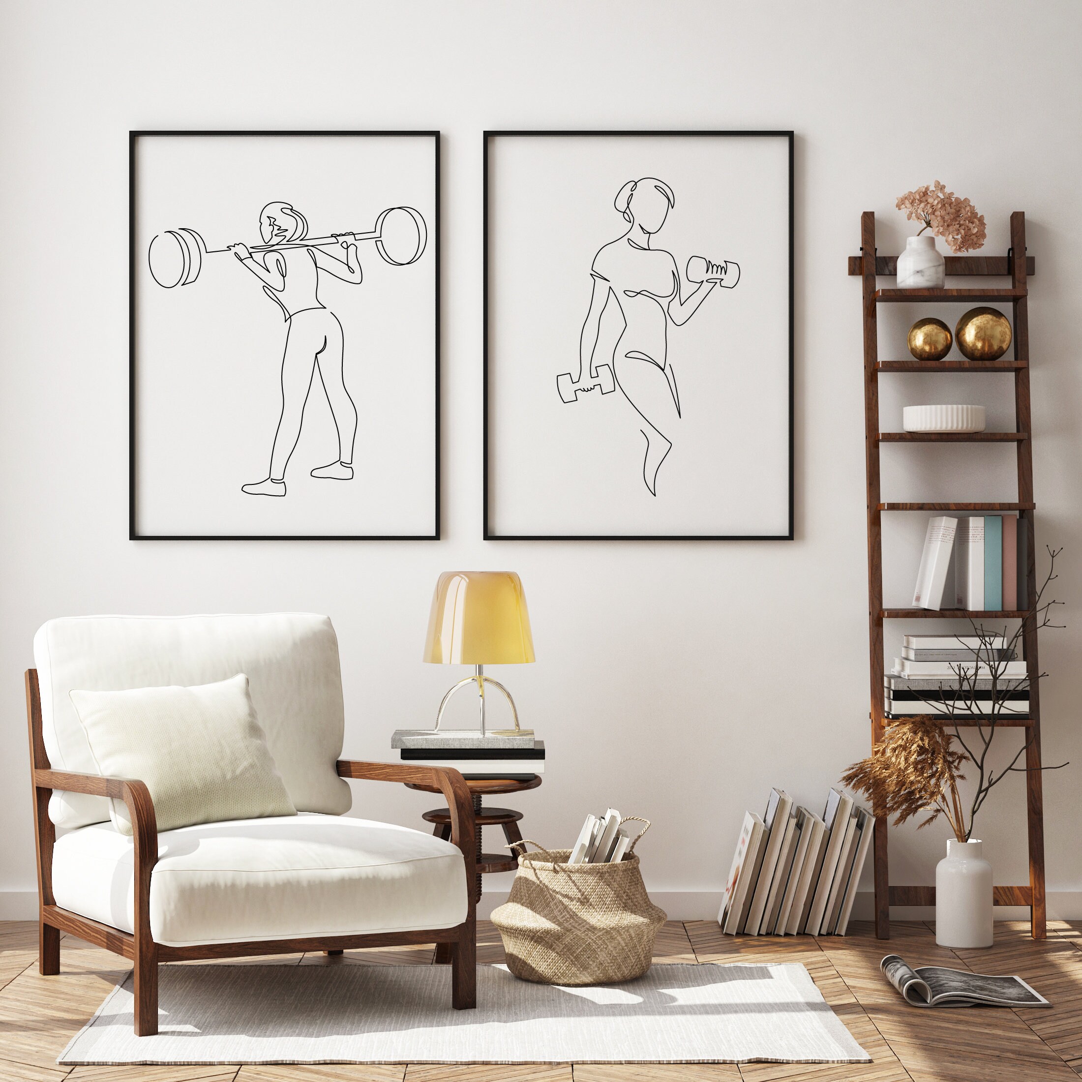 Set of 3 Fitness Gym Decor One Line Wall Art Poster - Etsy