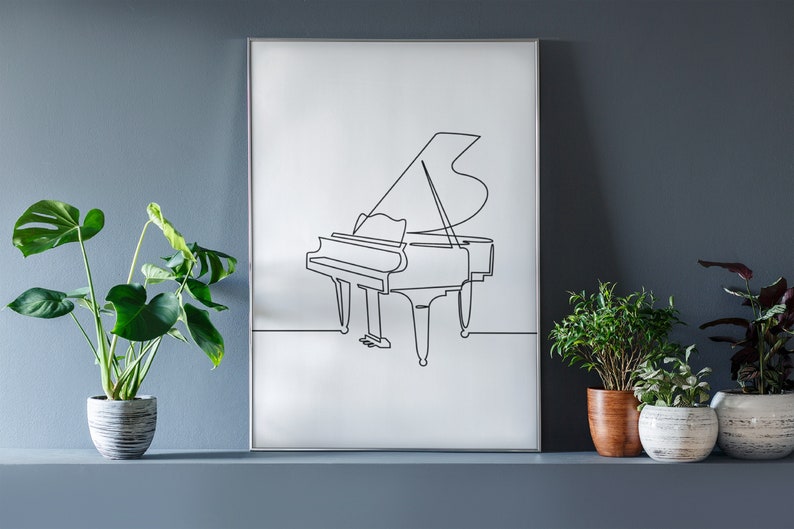 Piano Music One Line Drawing Wall Art Decor Poster - Etsy