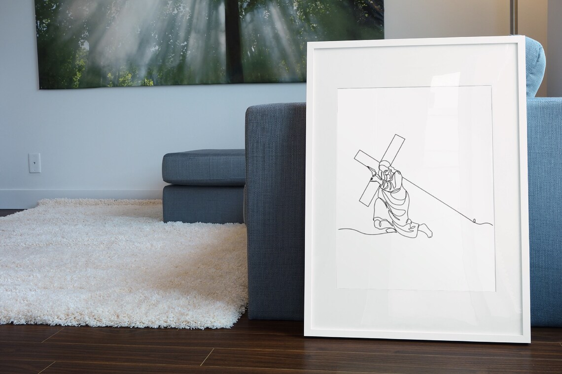 Jesus Crucifixion Portrait LDS Christian Line Art Wall Print - Etsy