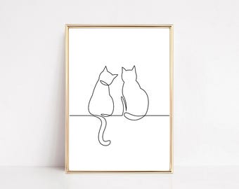 Cat Line Art, Single Line Art, One Line Drawing, Minimal Line Art, Cat ...