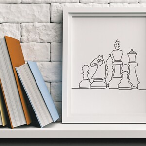 Chess Board Game One Line Wall Art Poster Print - Etsy