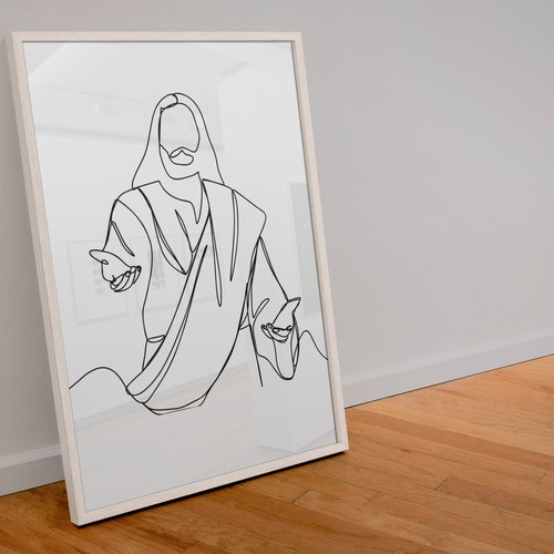 Virgin Mary LDS Christian Line Artwork Wall Print - Etsy