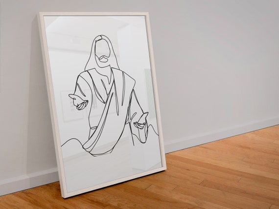 Jesus Portrait LDS Christian Line Art Wall Print - Etsy