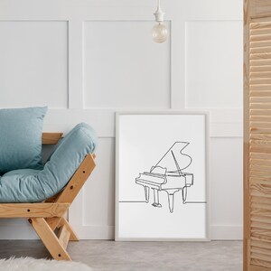 Piano Music One Line Drawing Wall Art Decor Poster - Etsy