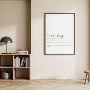 Happy Birthday Definition Print - Trendy Wall Art, Birthday Poster ...