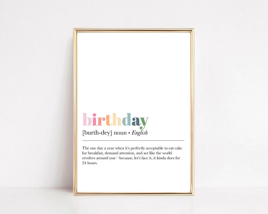 Happy Birthday Definition Print: Trendy Wall Art (digital Download) - Etsy