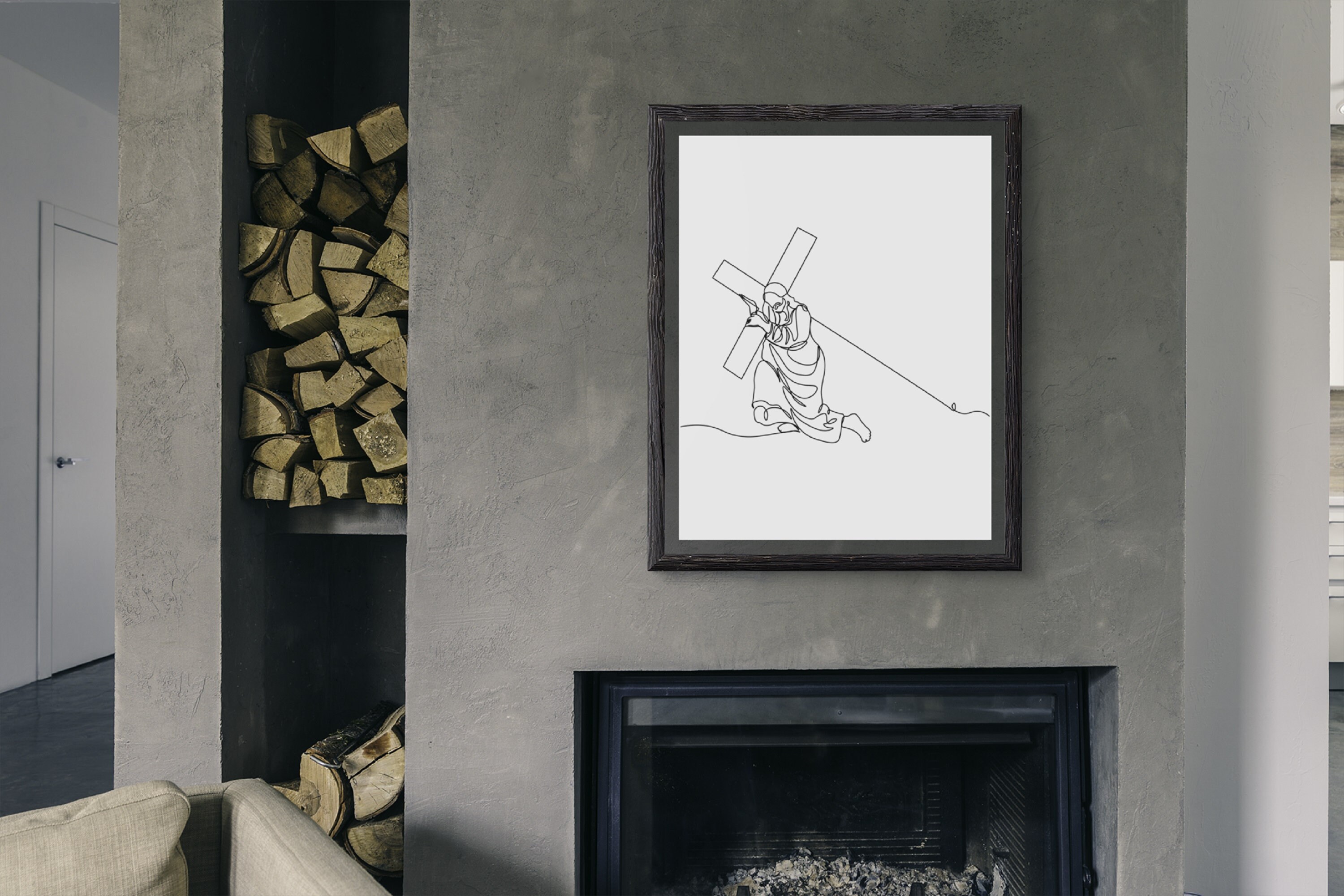 Jesus Crucifixion Portrait LDS Christian Line Art Wall Print - Etsy