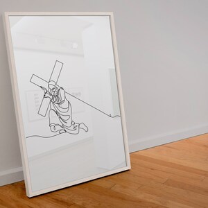 Jesus Crucifixion Portrait LDS Christian Line Art Wall Print - Etsy