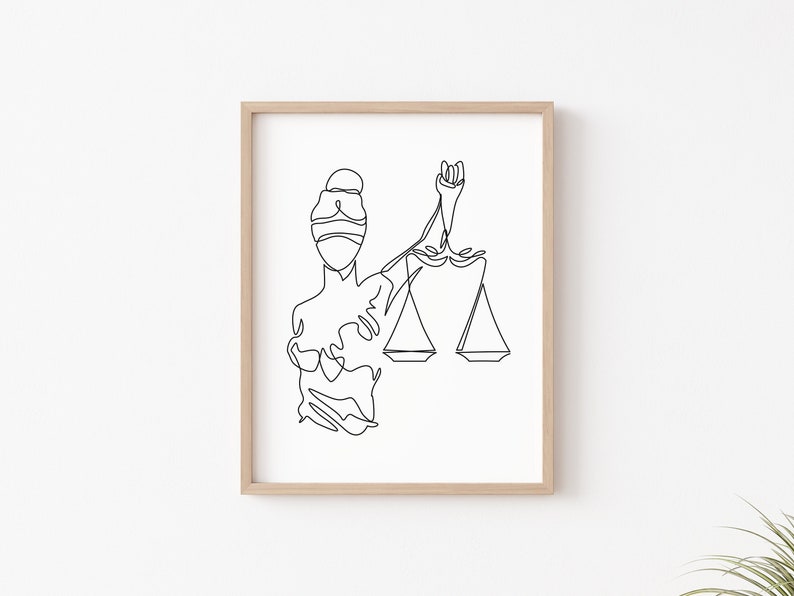 Lady Justice Lawyer One Line Drawing Office Decor - Etsy