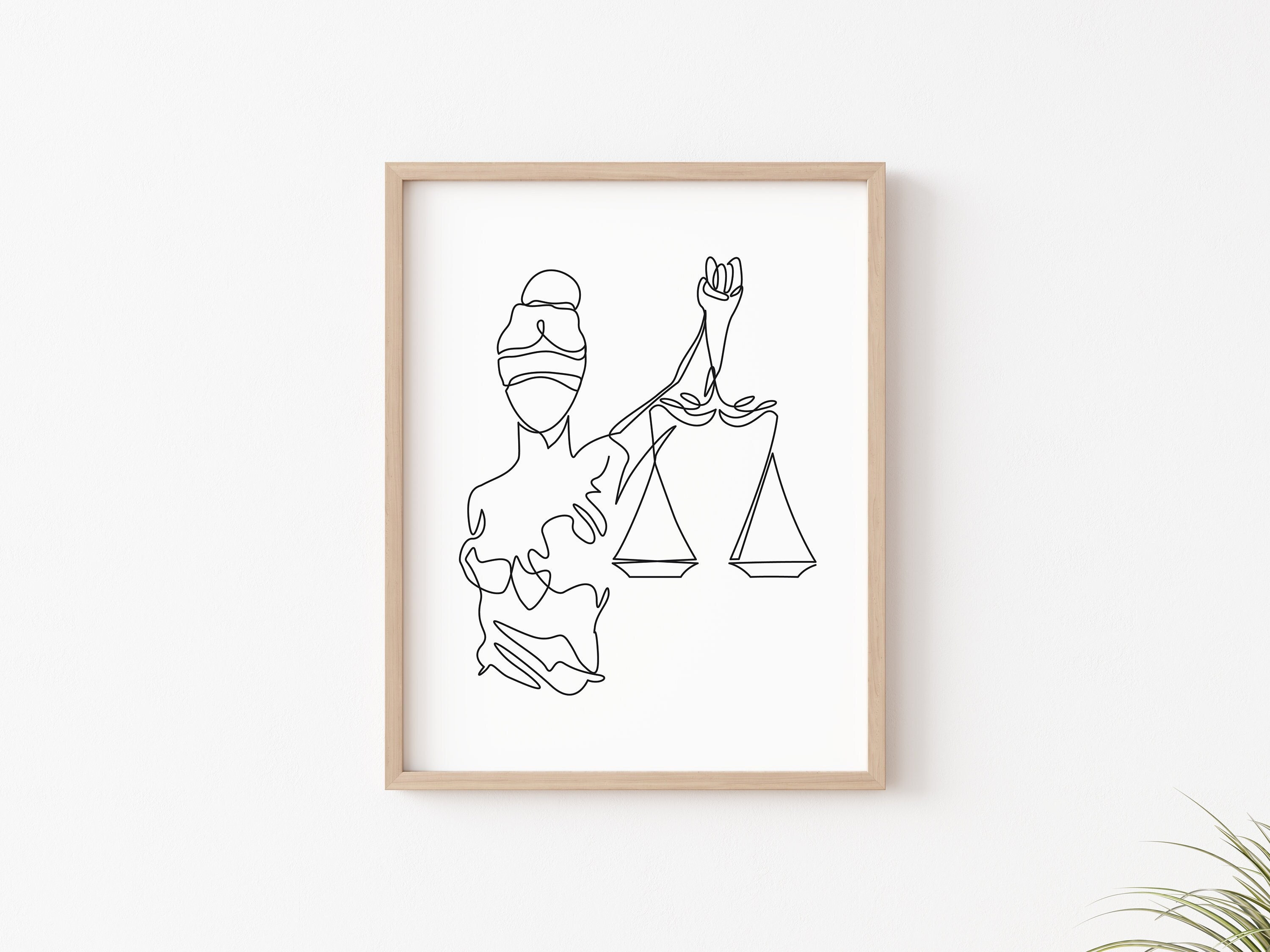 Lady Justice Lawyer One Line Drawing Office Decor - Etsy