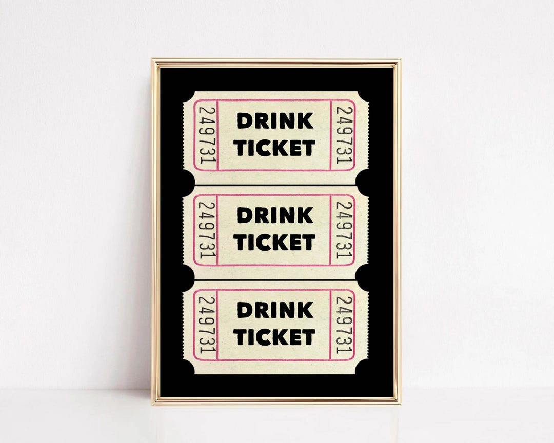 Drink Ticket Poster, Bar Cart Art, Cocktail Print, Dopamine Decor ...