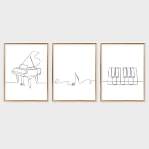 Set of 3 Piano Music One Line Drawing Wall Art Decor Poster - Etsy