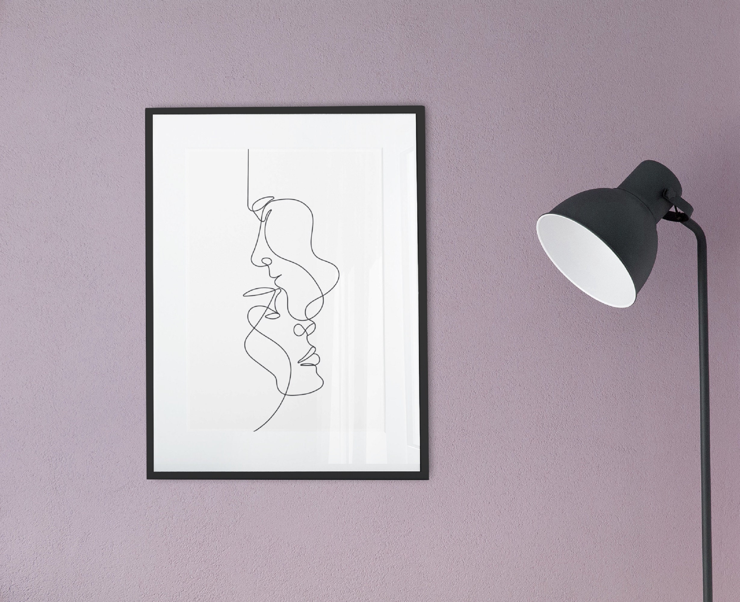 Couple Face One Line Drawing Wall Art Poster Print - Etsy