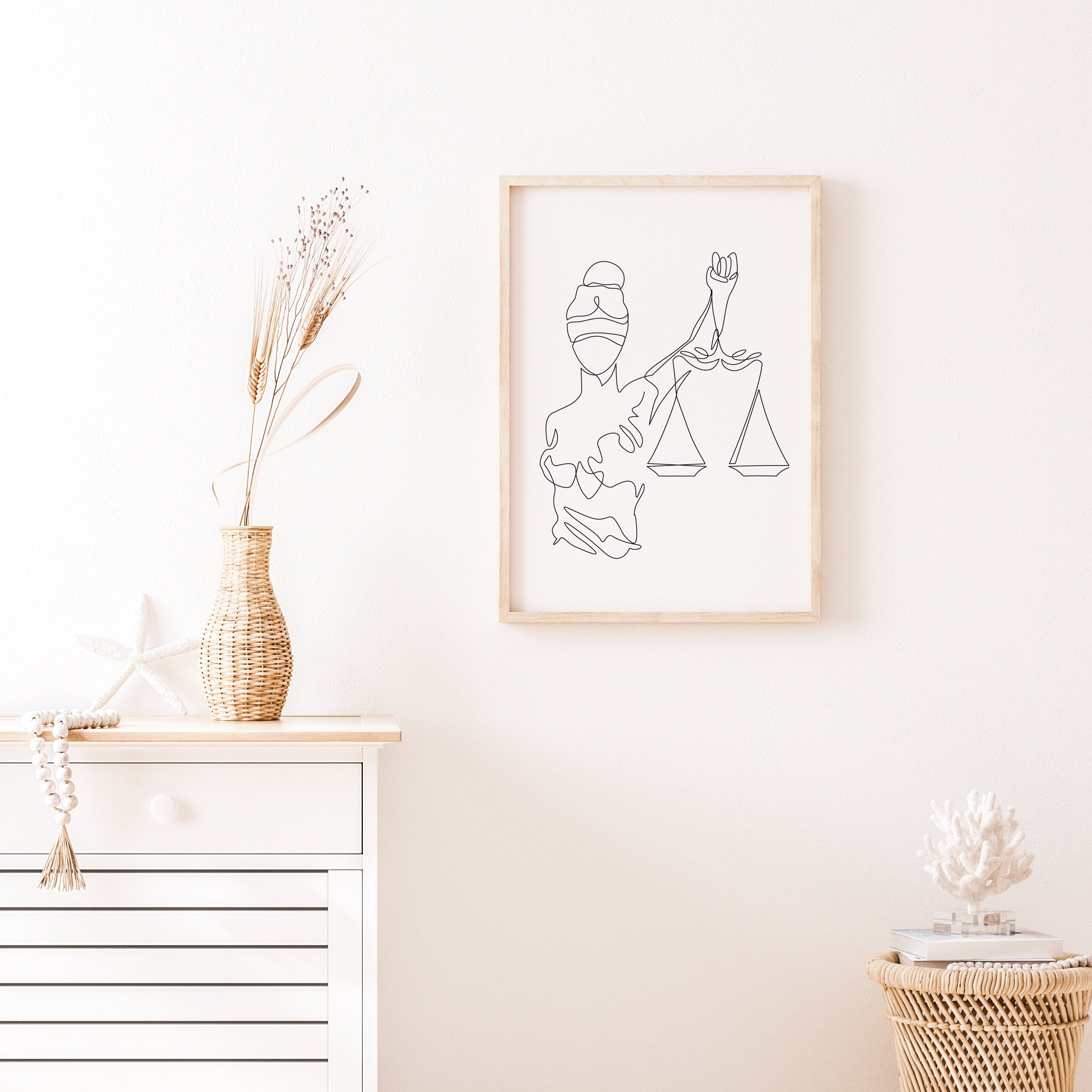 Lady Justice Lawyer One Line Drawing Office Decor - Etsy
