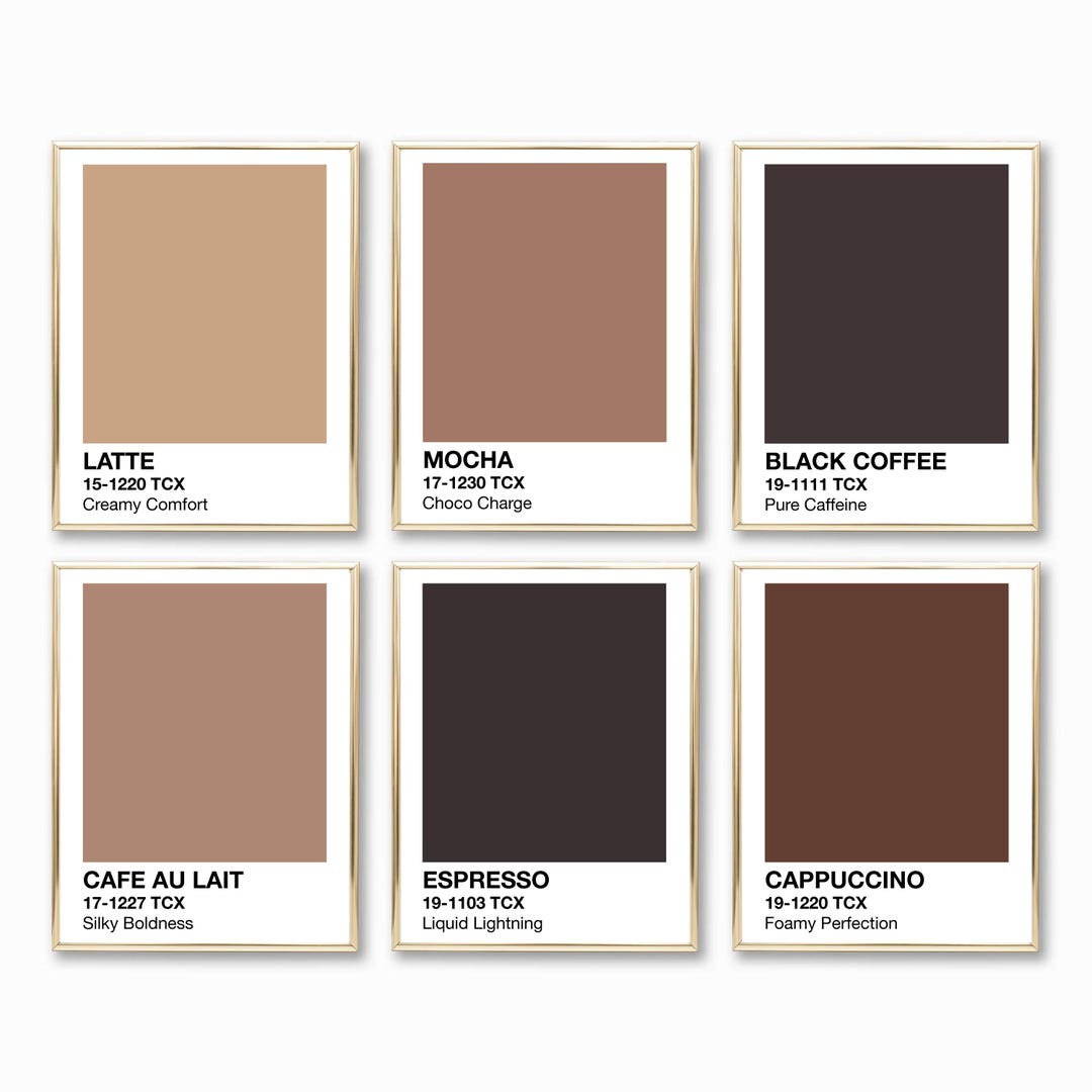 Coffee Pantone Poster Set: Latte, Mocha, Espresso (digital Download) - Etsy