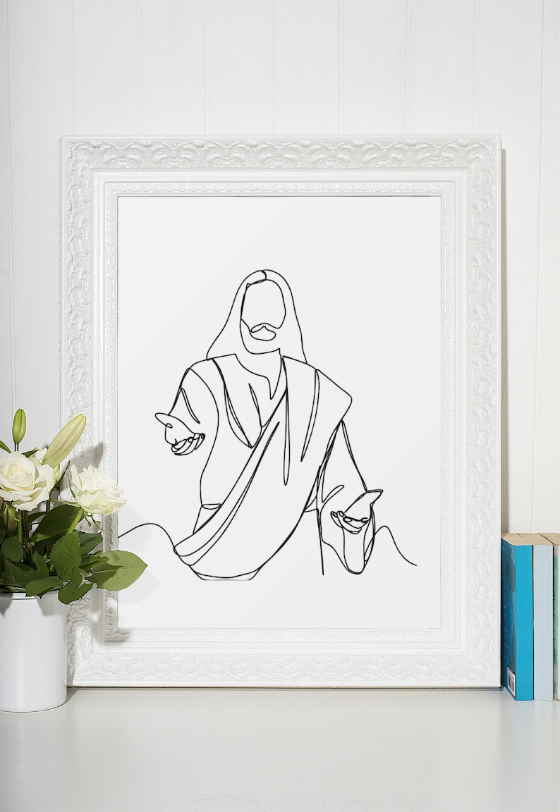 Jesus Portrait LDS Christian Line Art Wall Print - Etsy