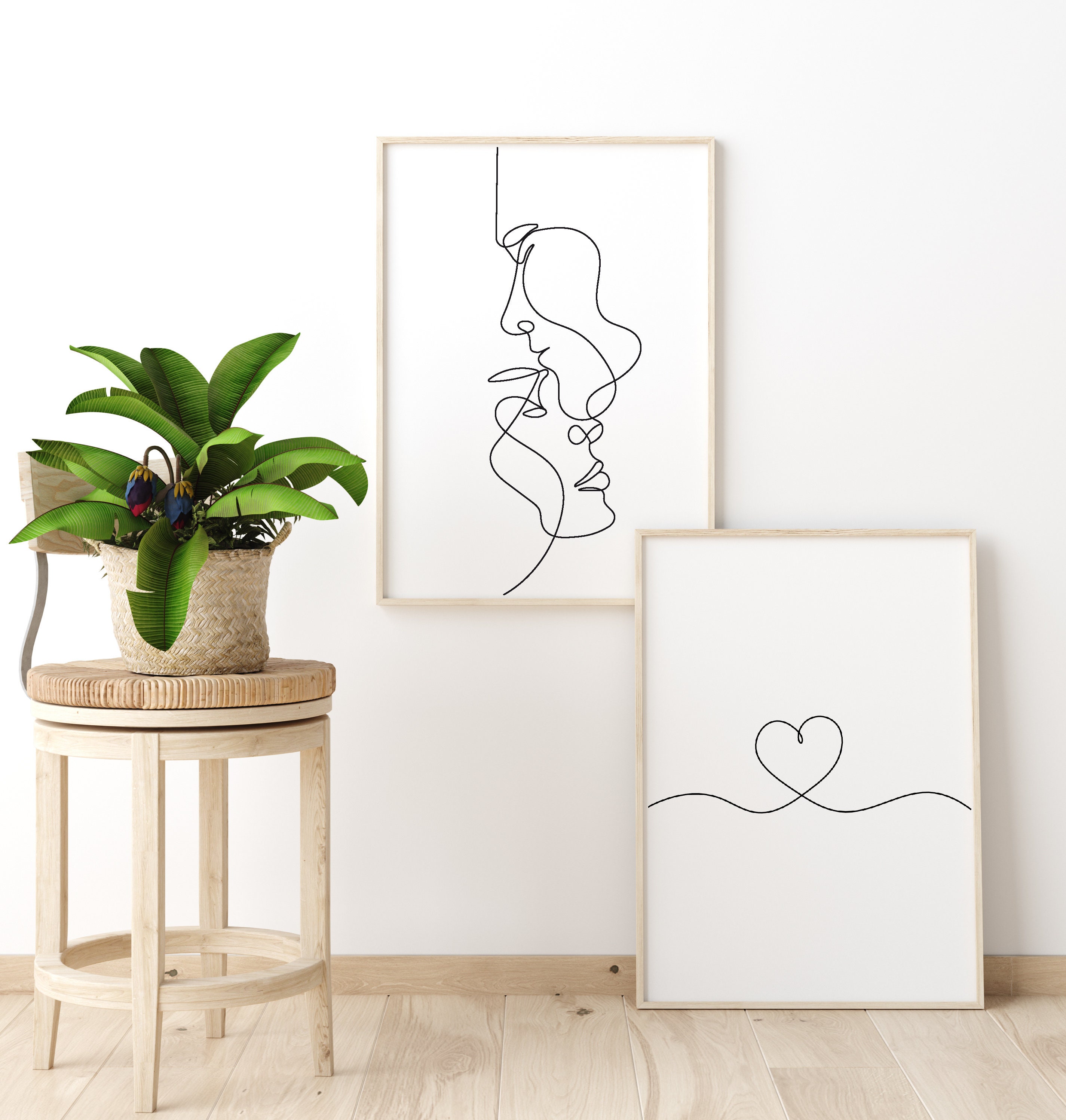 Set of 6 Couple One Line Drawing Wall Art 1 Bonus Print for Free - Etsy