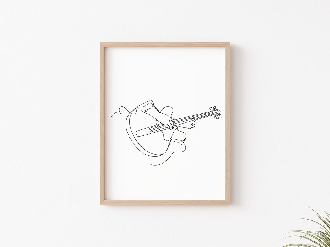 Guitar Music One Line Drawing Wall Art Decor Poster - Etsy