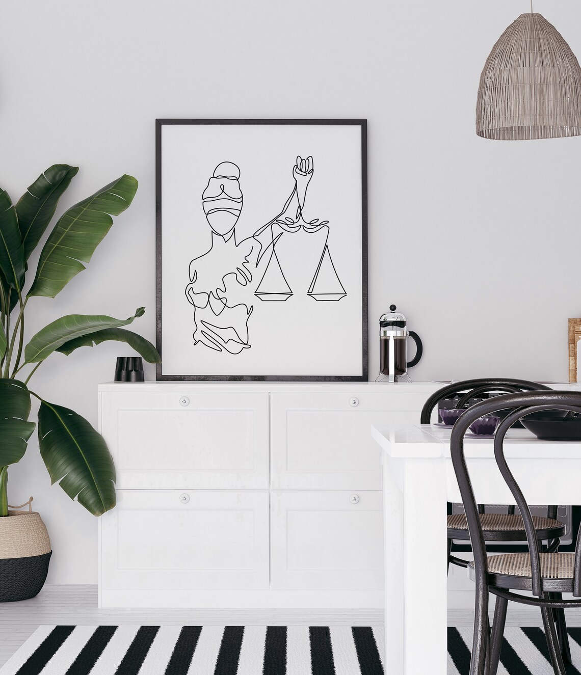 Lady Justice Lawyer One Line Drawing Office Decor - Etsy