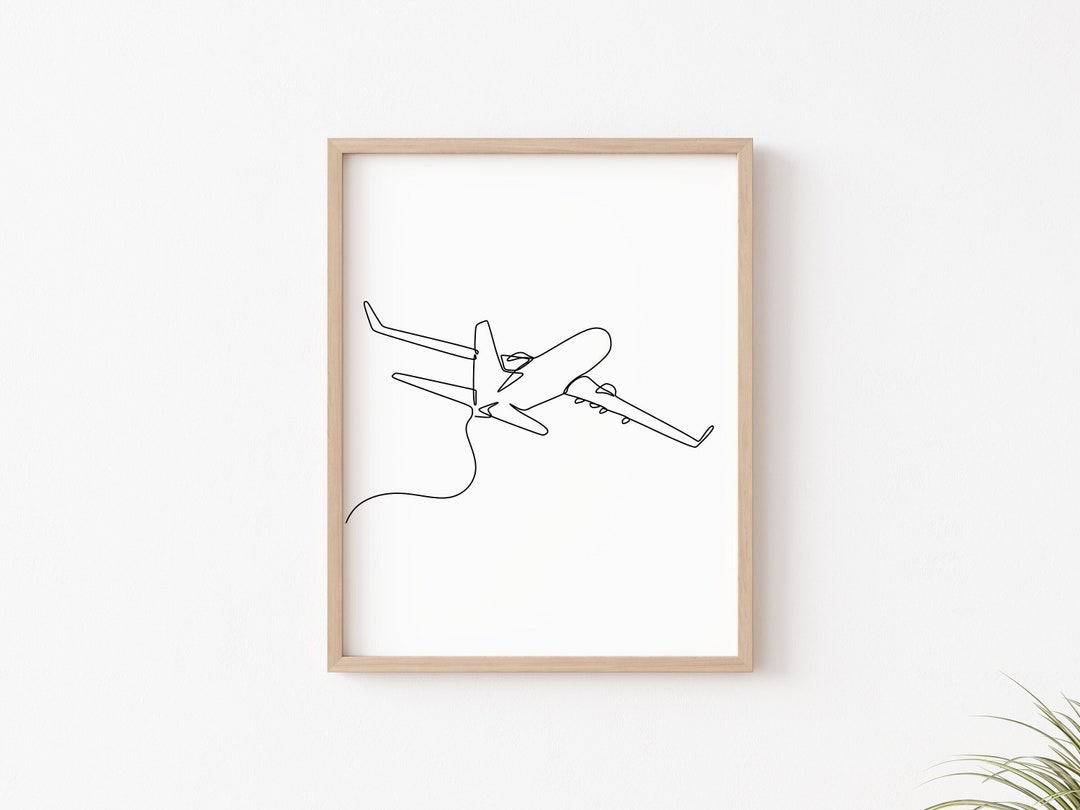 Airplane Aviation One Line Drawing Wall Art - Etsy