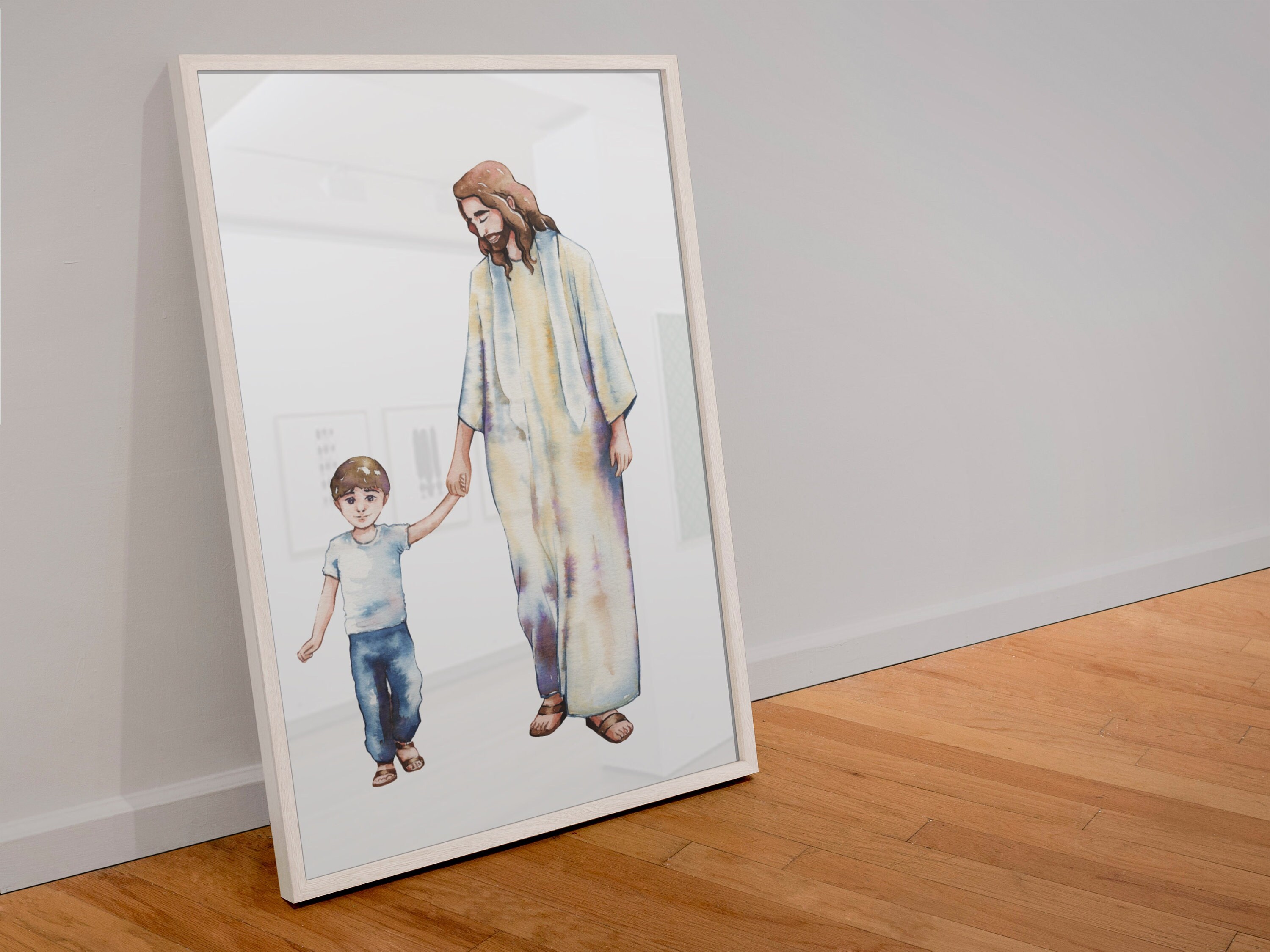 Jesus Portrait With a Child Painting Wall Art Print - Etsy