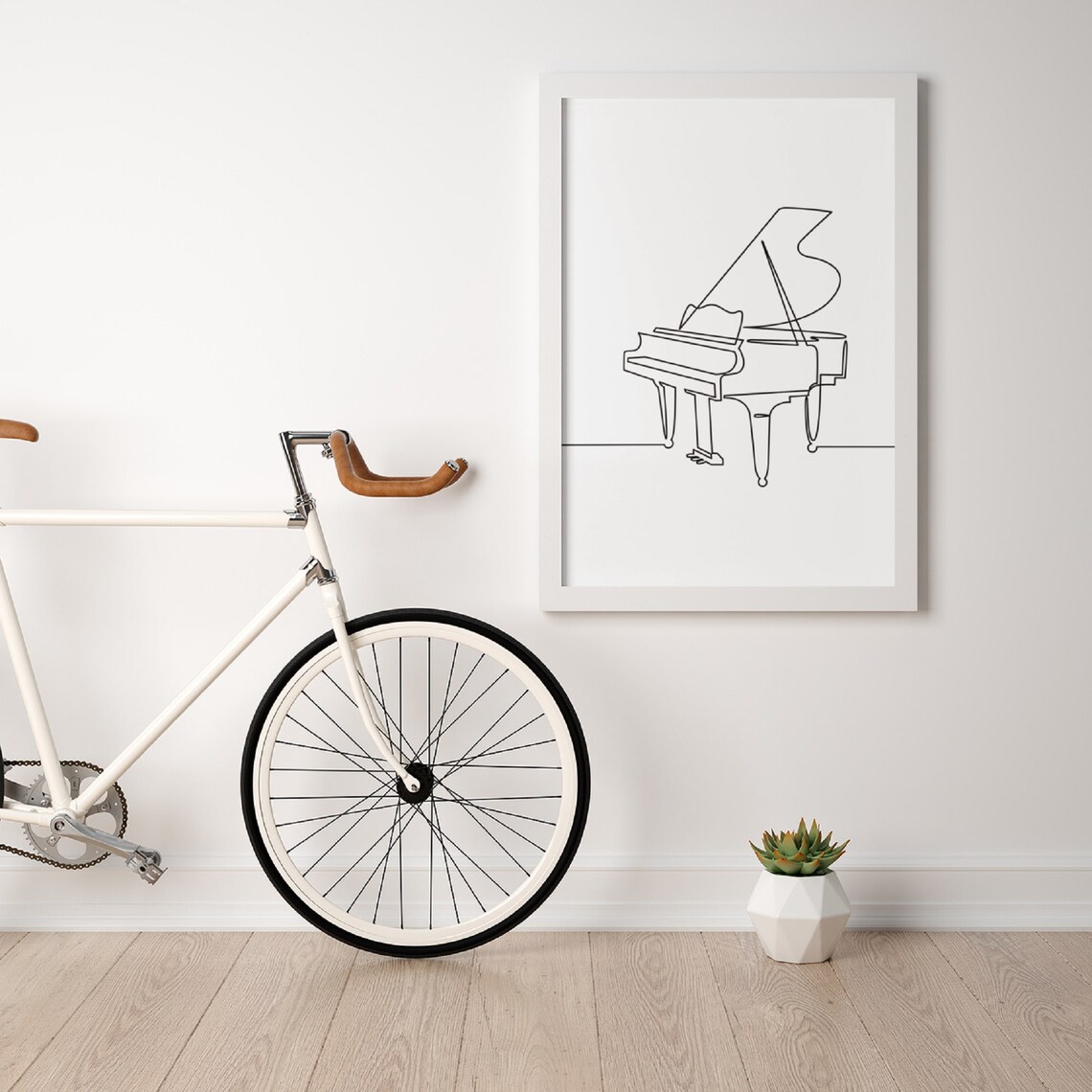 Piano Music One Line Drawing Wall Art Decor Poster - Etsy