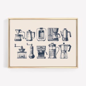 Dark Blue Coffee Wall Art - Coffee Print for Coffee Bar Decor and ...