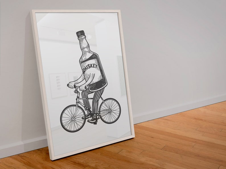 Whiskey Bar Cart Wall Decor Alcohol Art Print - Etsy