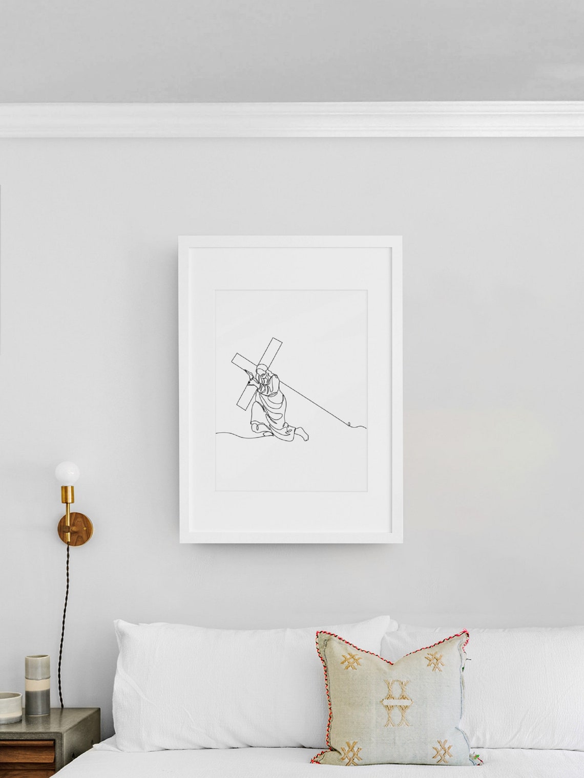 Jesus Crucifixion Portrait LDS Christian Line Art Wall Print - Etsy