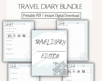 Printable Travel Journal | Vacation Diary | Trip Planner & Memory Book ...