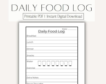 Food Exercise Log Digital - Etsy