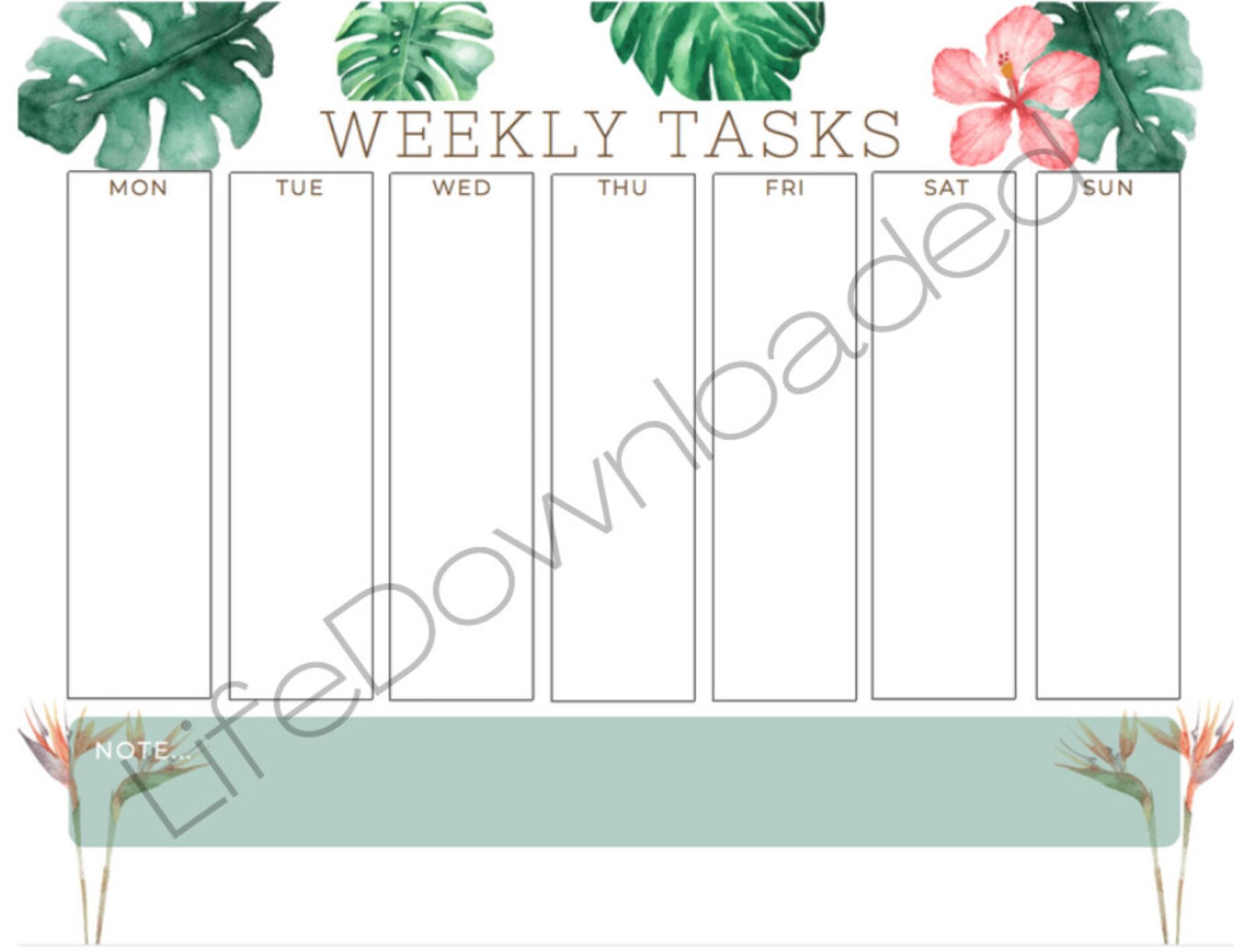 Printable Tropical Print Weekly Planner L Editable L Instant Digital ...