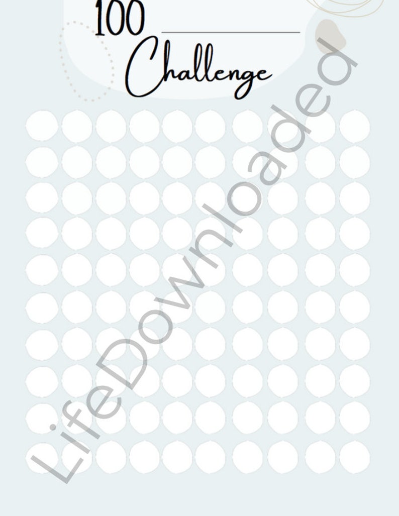 100 Day Challenge L One Hundred Goal Tracker L Printable PDF L Digital ...