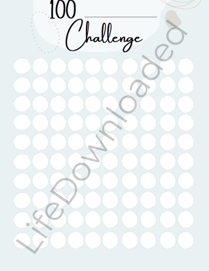 100 Day Challenge L One Hundred Goal Tracker L Printable PDF L Digital ...