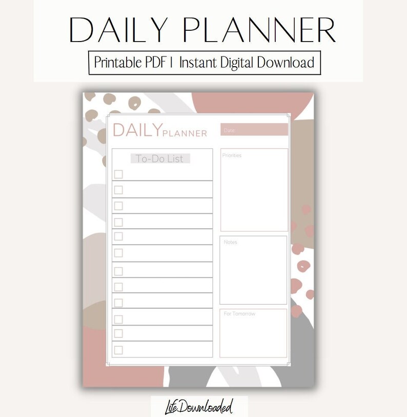 Printable Daily Planner in Boho Neutral Print Template L - Etsy