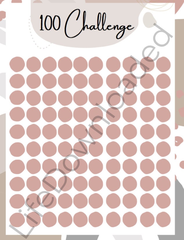 100 Day Challenge L One Hundred Goal Tracker L Printable PDF L Digital ...