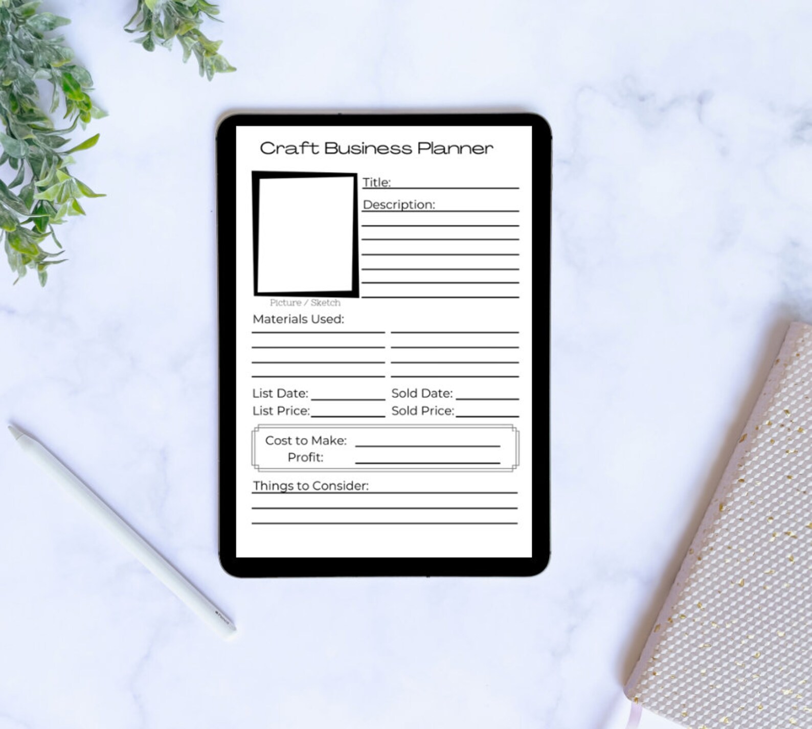 Printable Craft Business Planner Template - Instant Digital Download, 4 ...