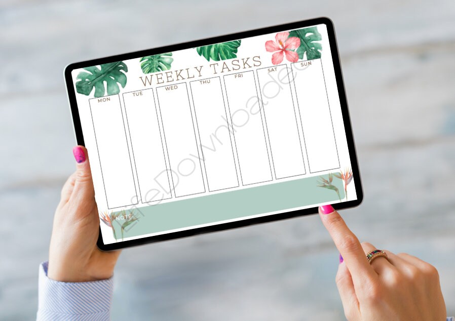 Printable Tropical Print Weekly Planner L Editable L Instant Digital ...