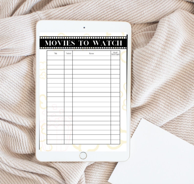 Printable Movies to Watch List Template L Editable L Instant Digital ...