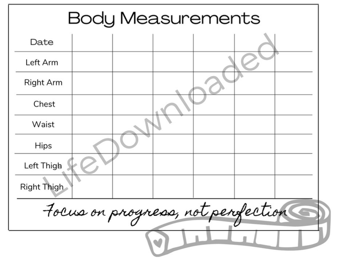 Printable Fitness Tracker | Body Measurement Tracker |weight Loss ...