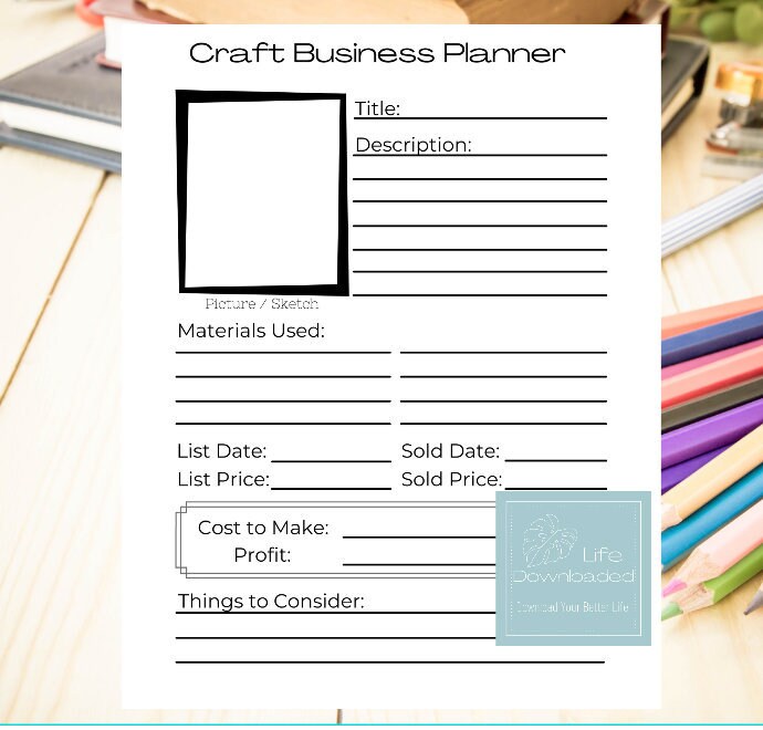 Printable Craft Business Planner Template - Instant Digital Download, 4 ...