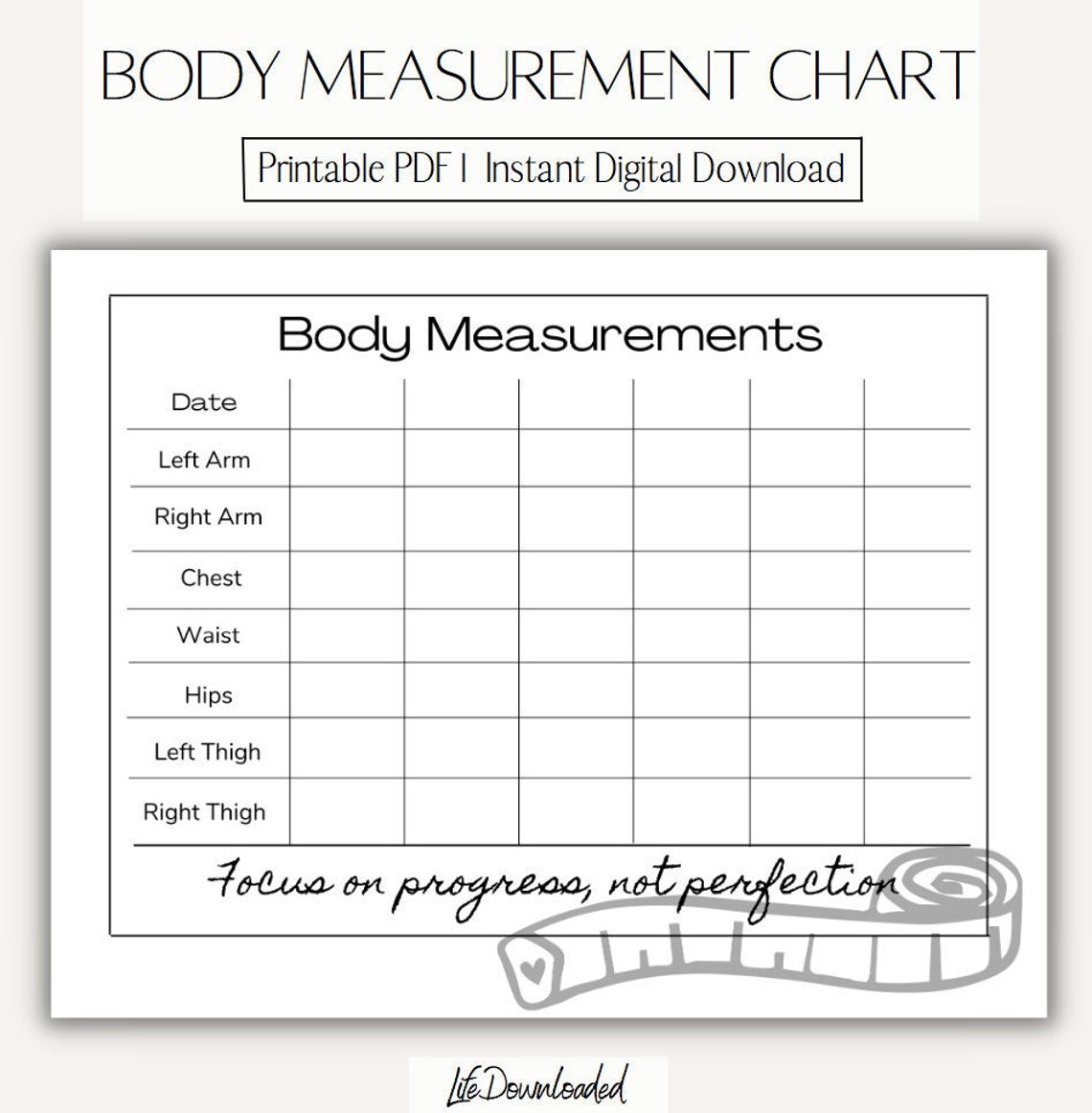 Printable Fitness Tracker | Body Measurement Tracker |weight Loss ...