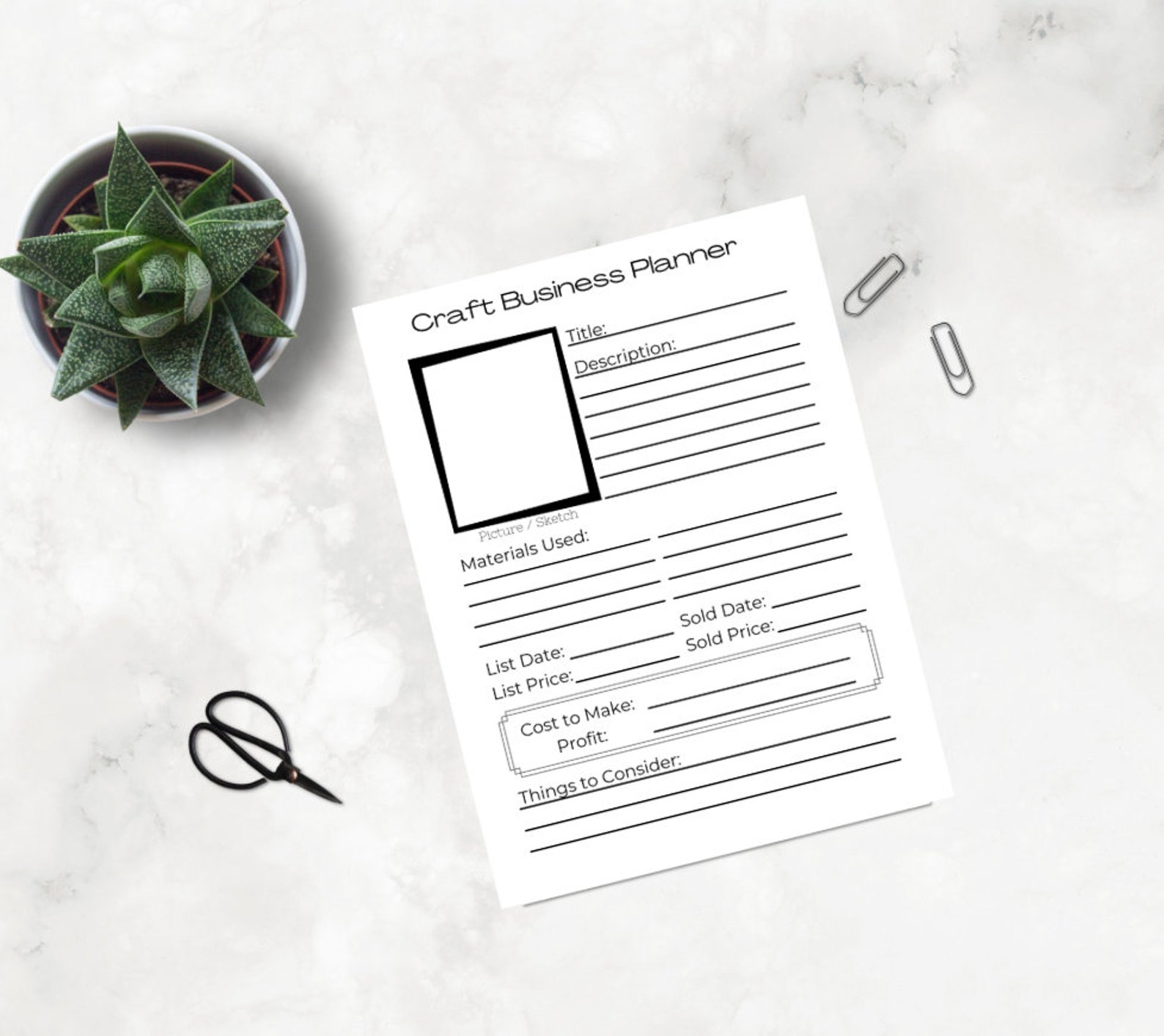 Printable Craft Business Planner Template - Instant Digital Download, 4 ...