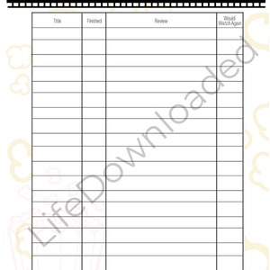 Printable Movies to Watch List Template L Editable L Instant Digital ...