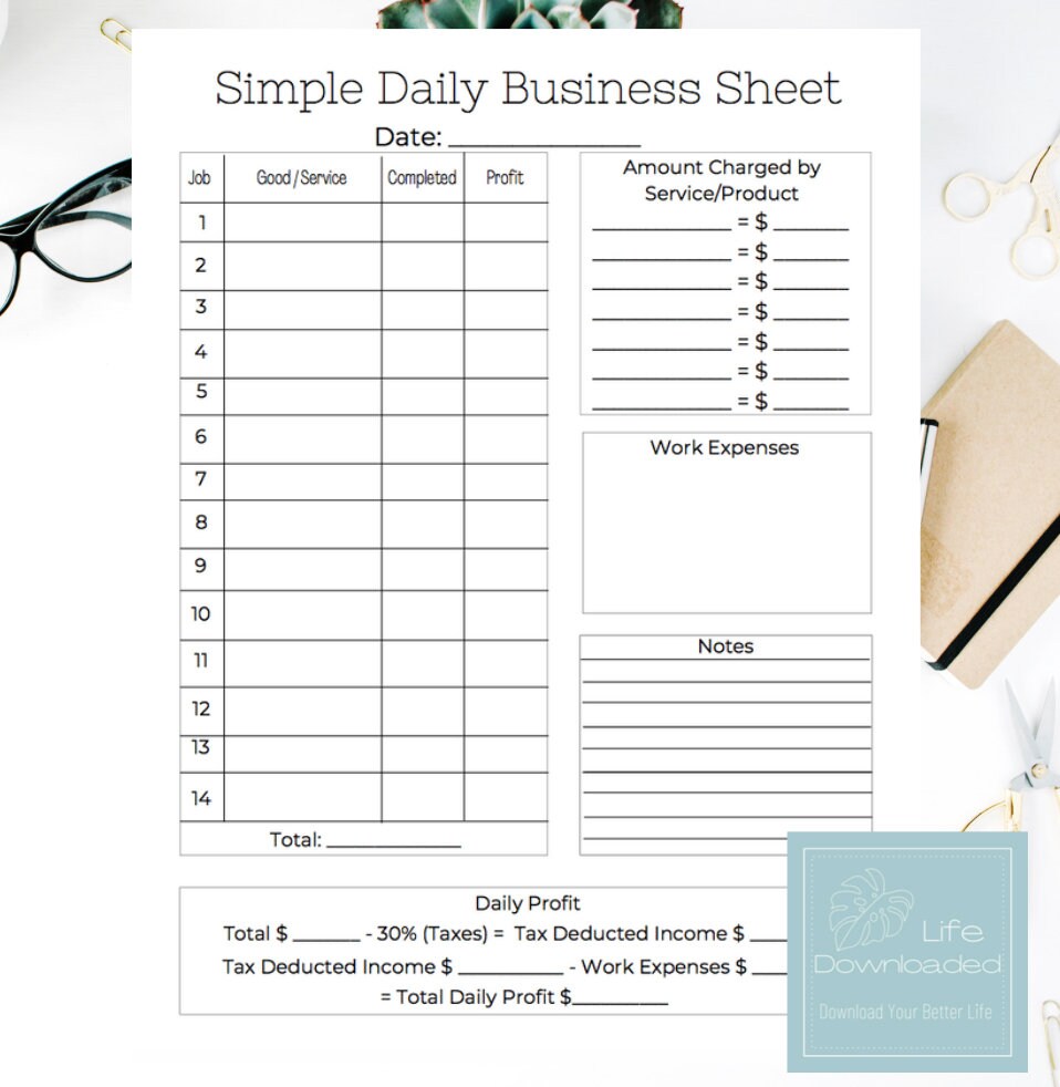 Daily Business Financial Planner Printable PDF Template Instant Digital ...