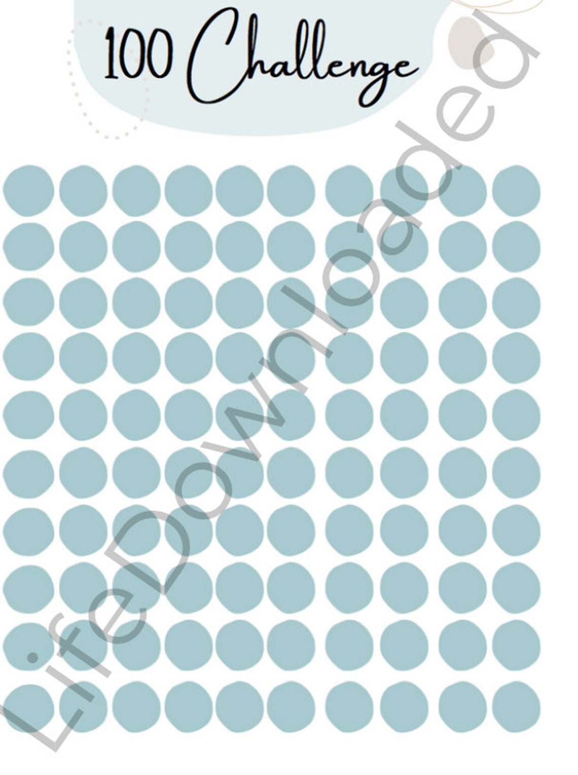 100 Day Challenge L One Hundred Goal Tracker L Printable PDF L Digital ...