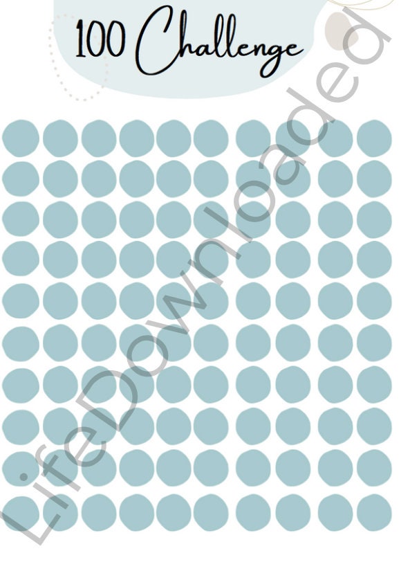 100 Day Challenge L One Hundred Goal Tracker L Printable PDF L Digital ...